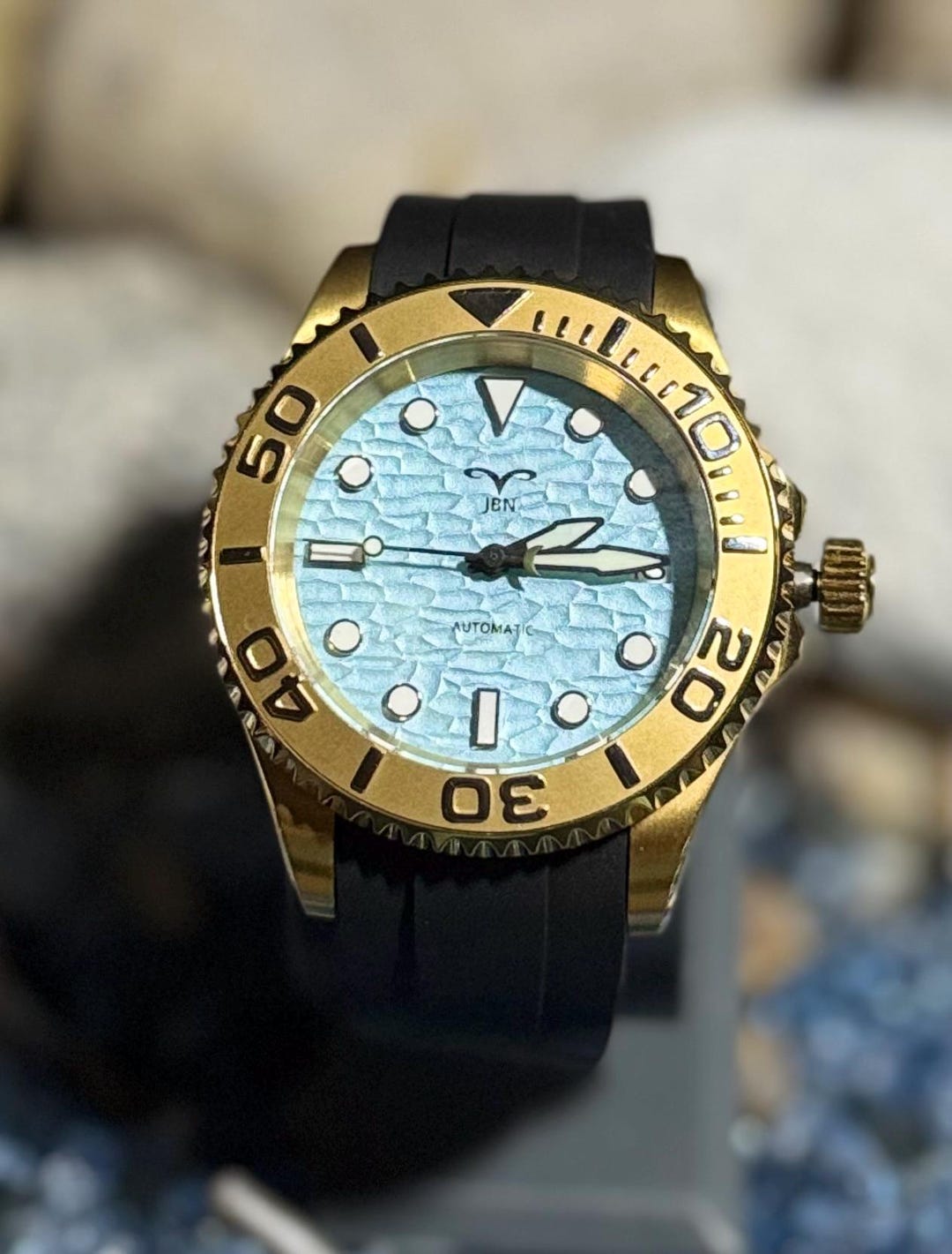 Gold Dive Watch: Hampton Collection, Wave Dial, Silicone Band - Etsy