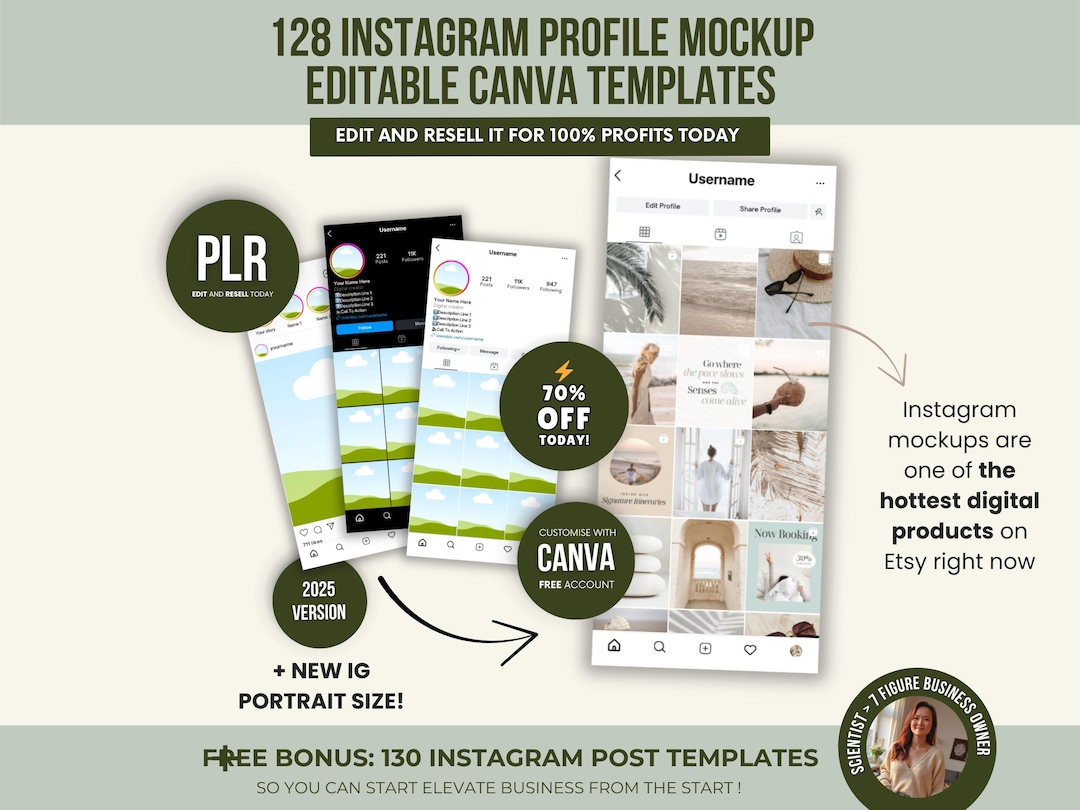 128 Instagram Profile Feed Mockup Templates | Canva Editable Reels ...