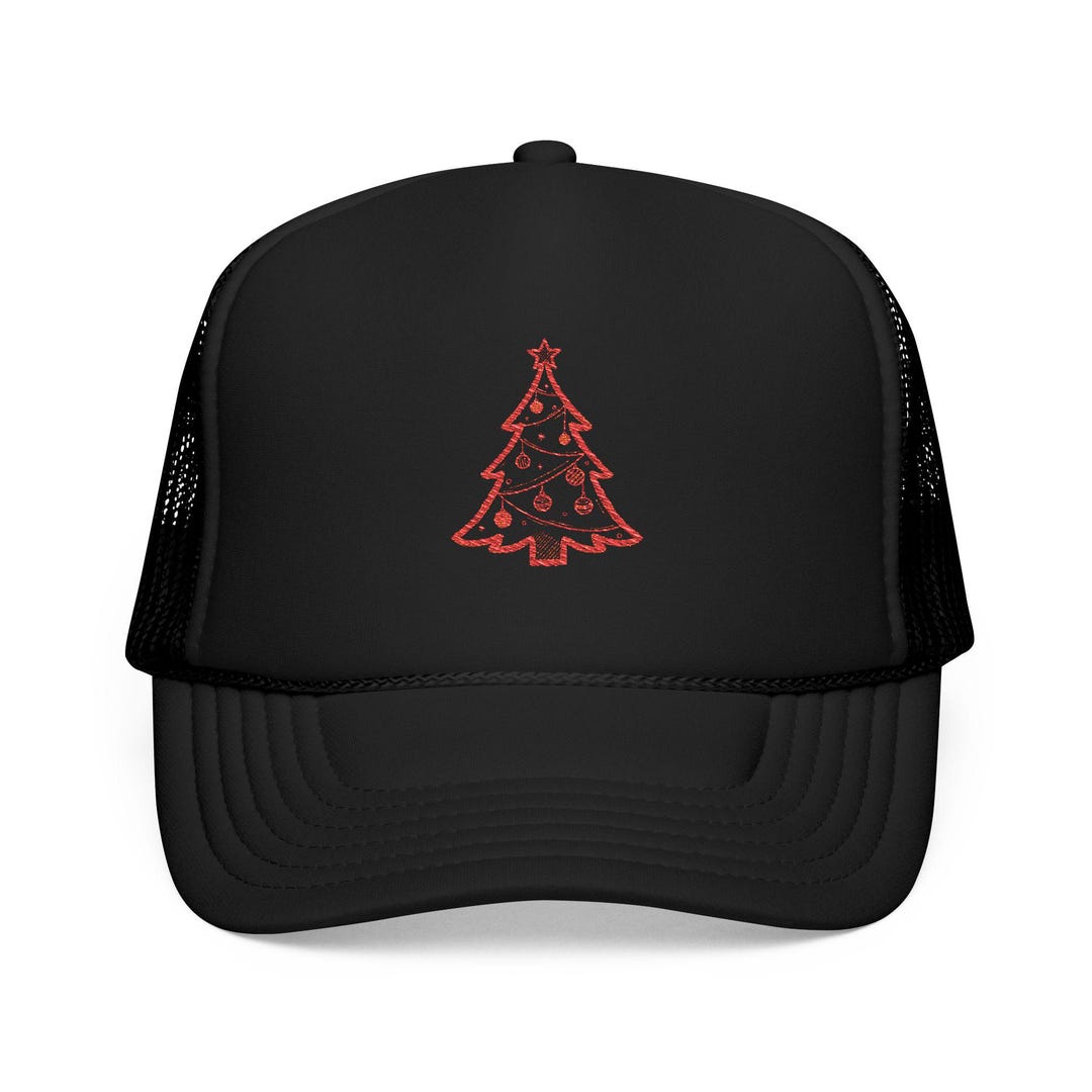 Minimal Christmas Tree Trucker Hat Christmas Hat Premium Holiday Mesh ...