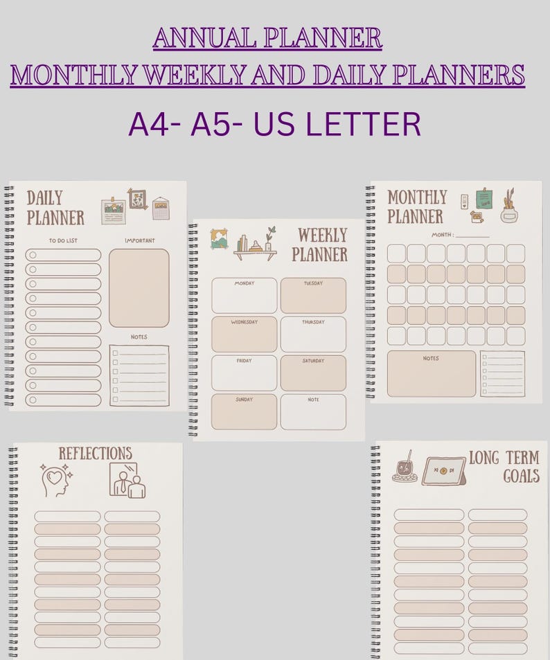 Aesthetic 2026 Planner Printable | Yearly Monthly Weekly Planner ...