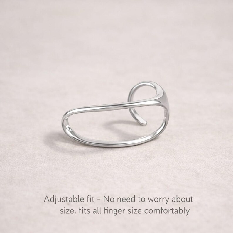 Minimalist Double Finger Silver Ring, Adjustable Silver Statement Ring ...