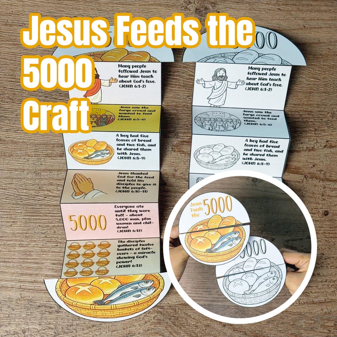Jesus Feeds the 5000 Craft, Folding Surprise Craft, Moses Story for ...