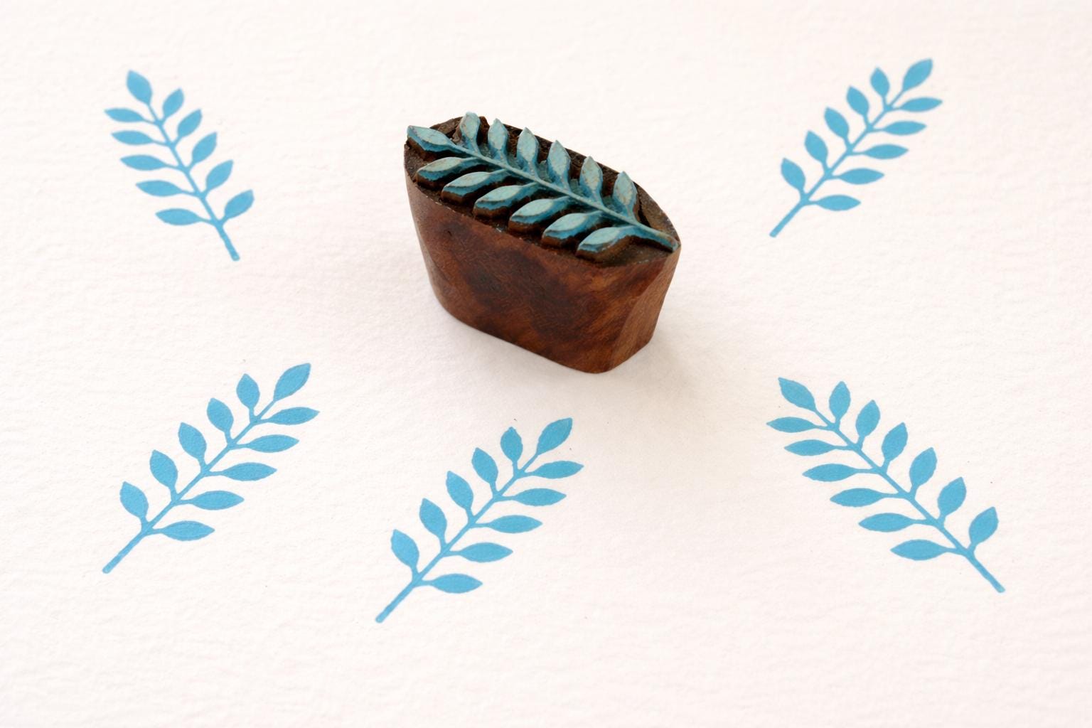 Set of 3 Indian Wooden Block Printing Stamps – Floral & Leaf Fabric ...