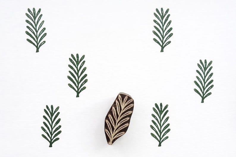 Fern Leaf Wooden Block Printing Stamp – Hand Carved Botanical Fabric ...