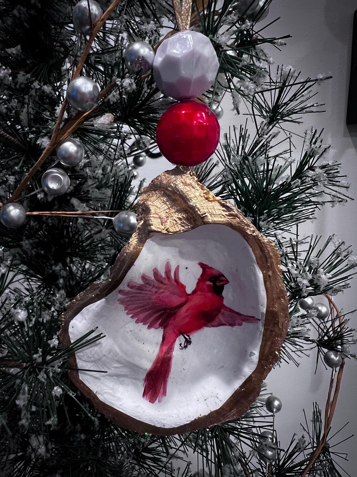 Cardinal Oyster Shell Ornament - Etsy