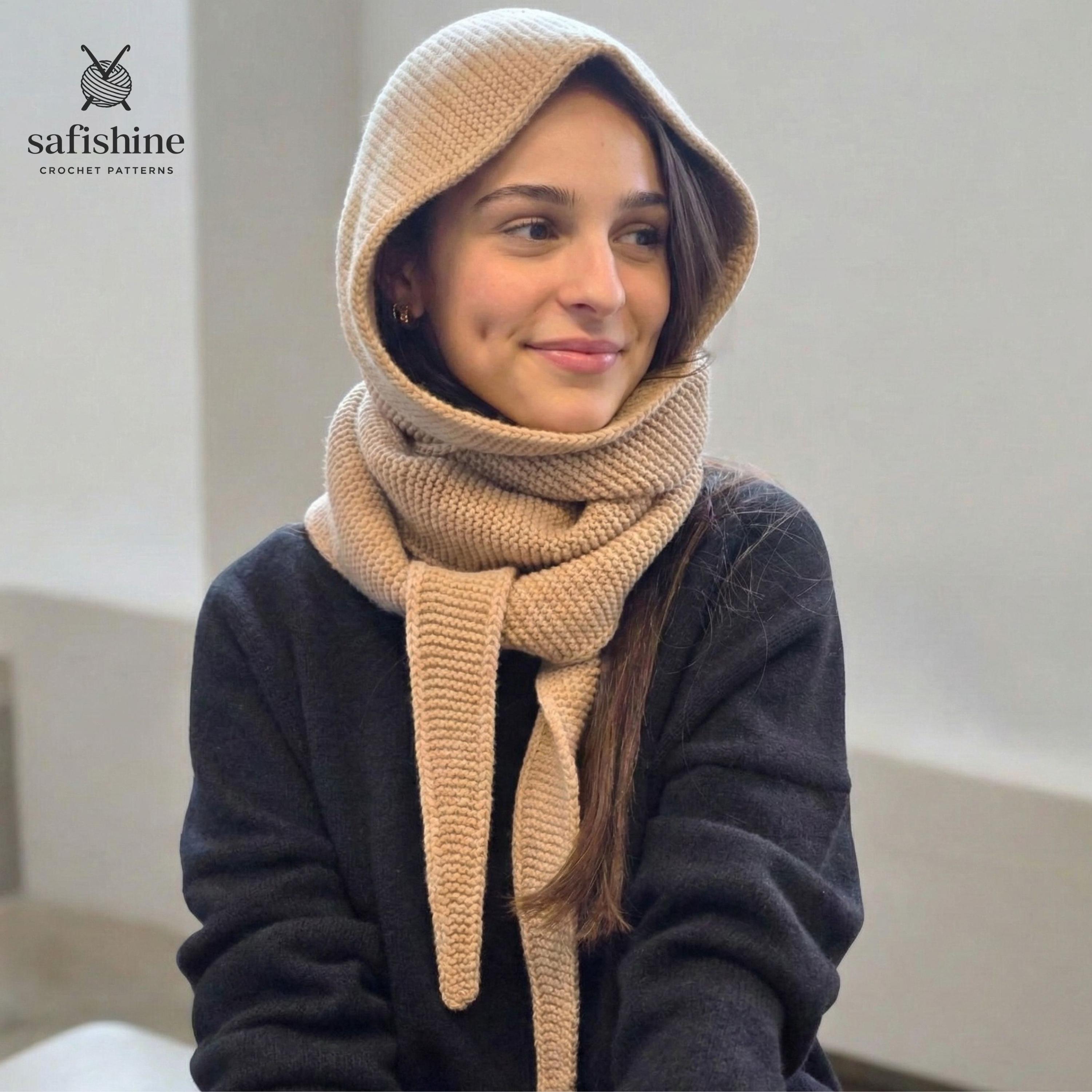Knitted Hooded Scarf Pattern PDF | Beginner Friendly Knit Hood Scarf ...