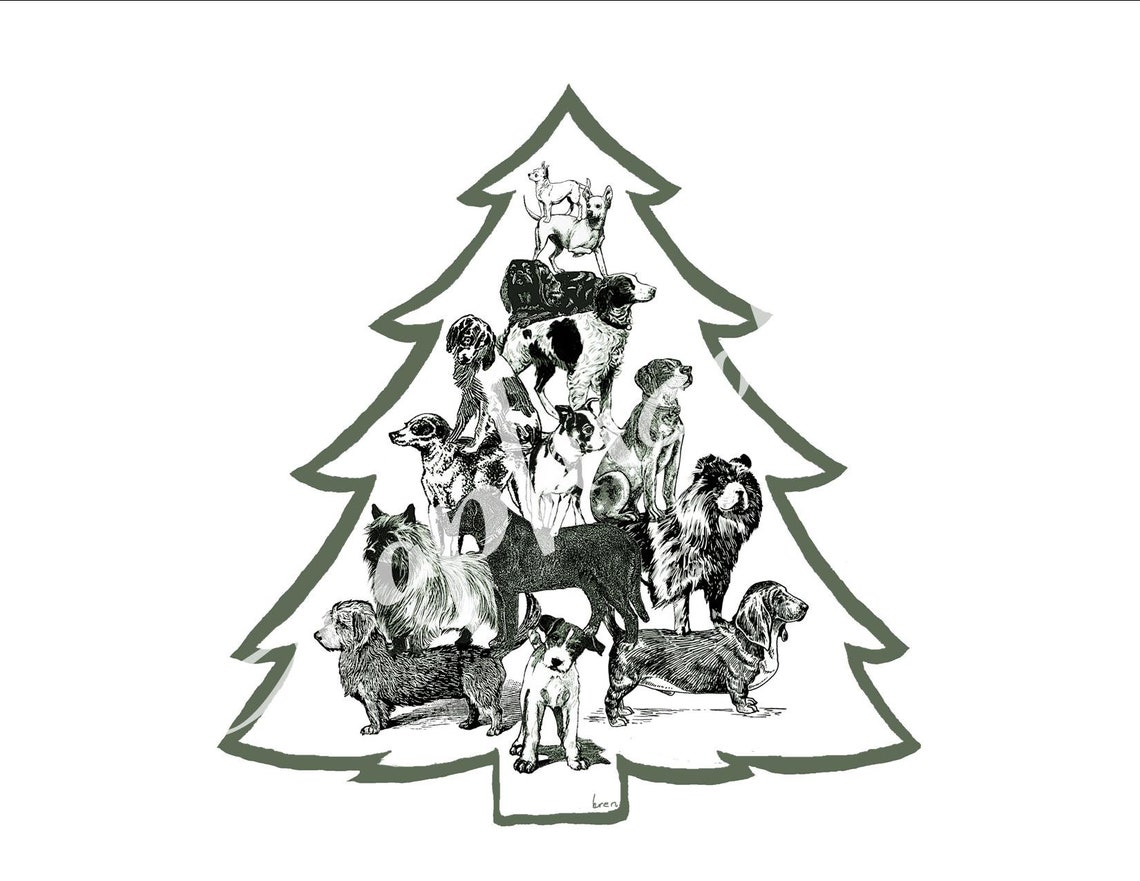 Christmas Dog Tree Printable Digital Download Image 8475 - Etsy