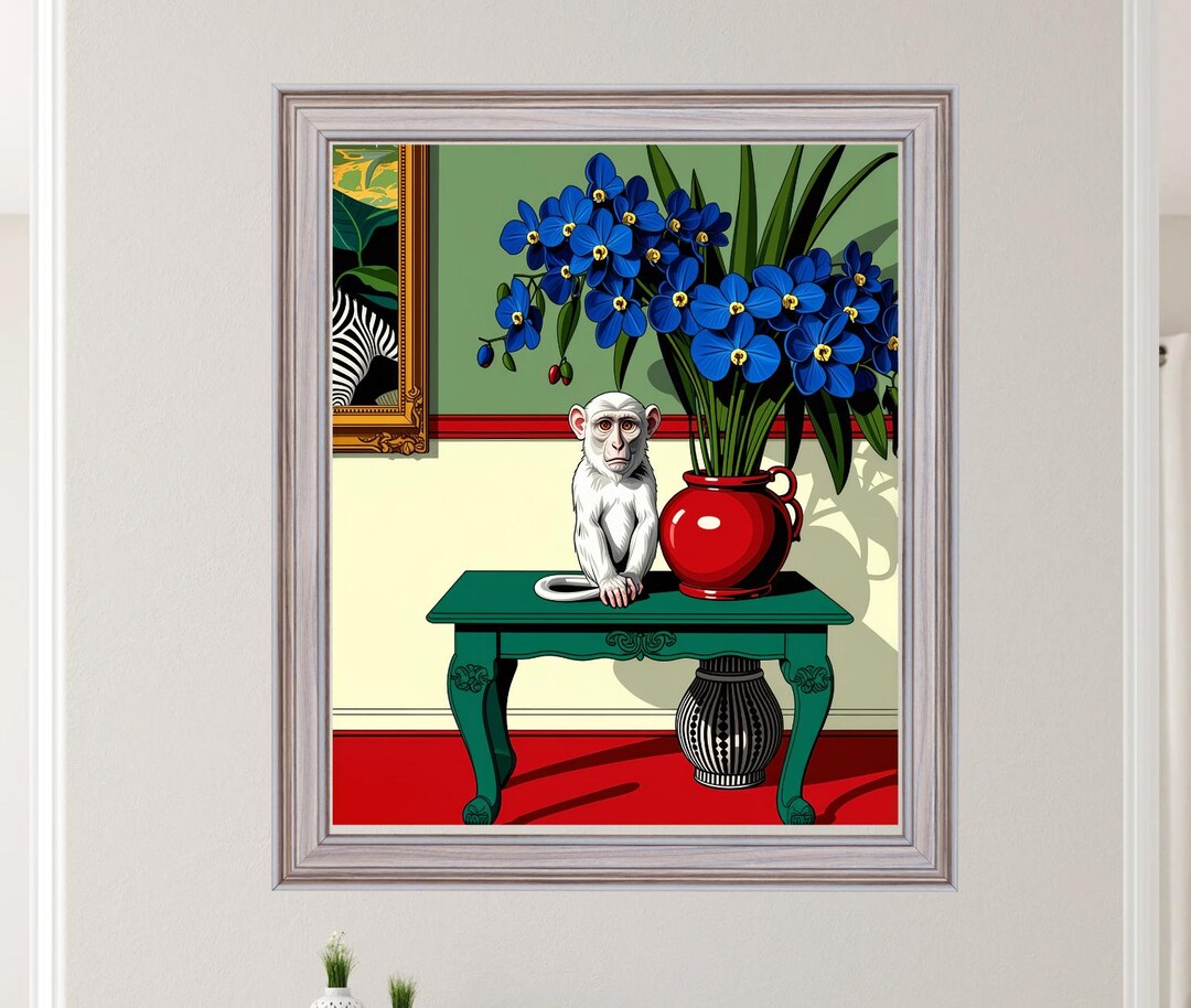 Monkey Botanical Art Print, Maximalist Home Decor (digital Download) - Etsy
