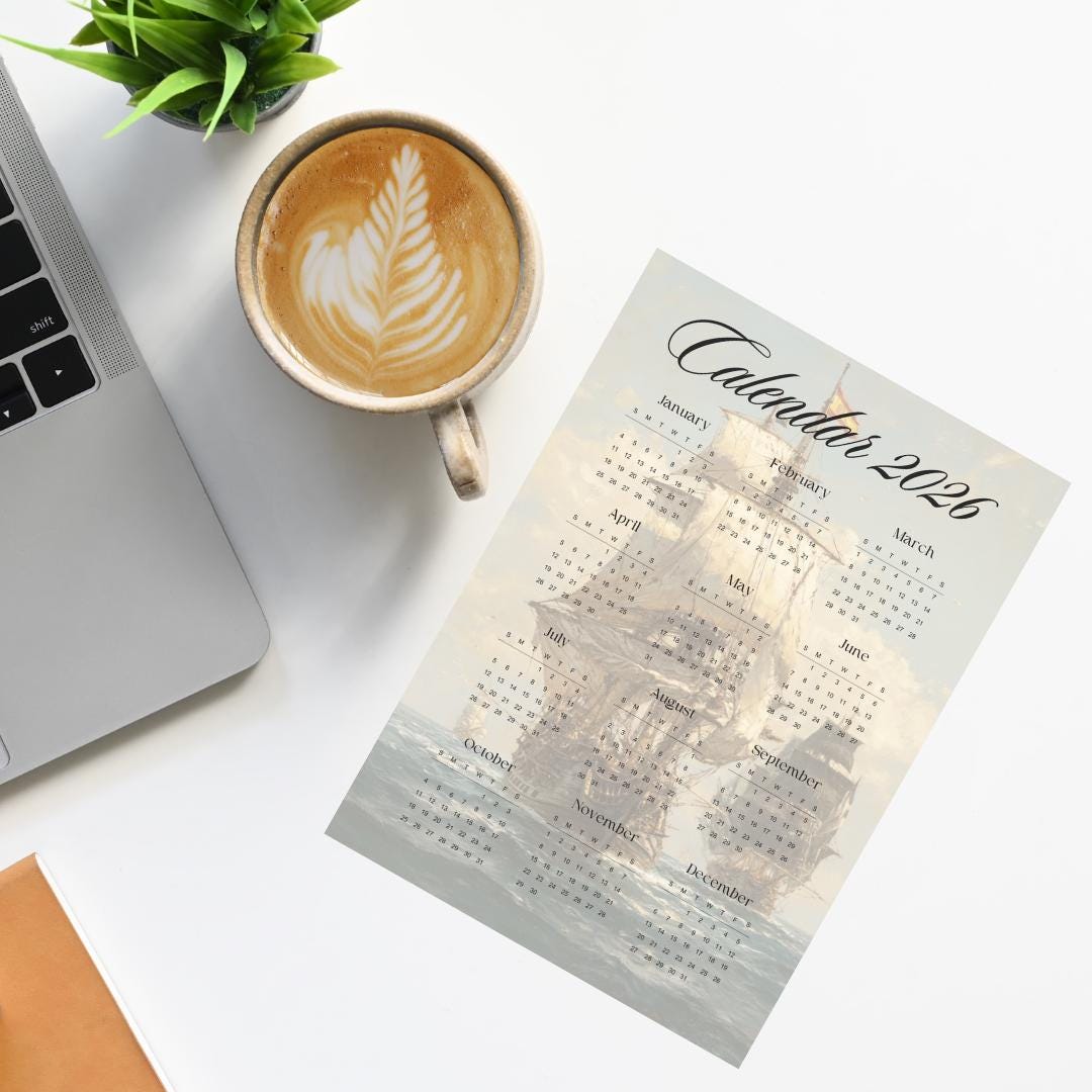 2026 Nautical Ship Calendar Printable (PDF) - Etsy
