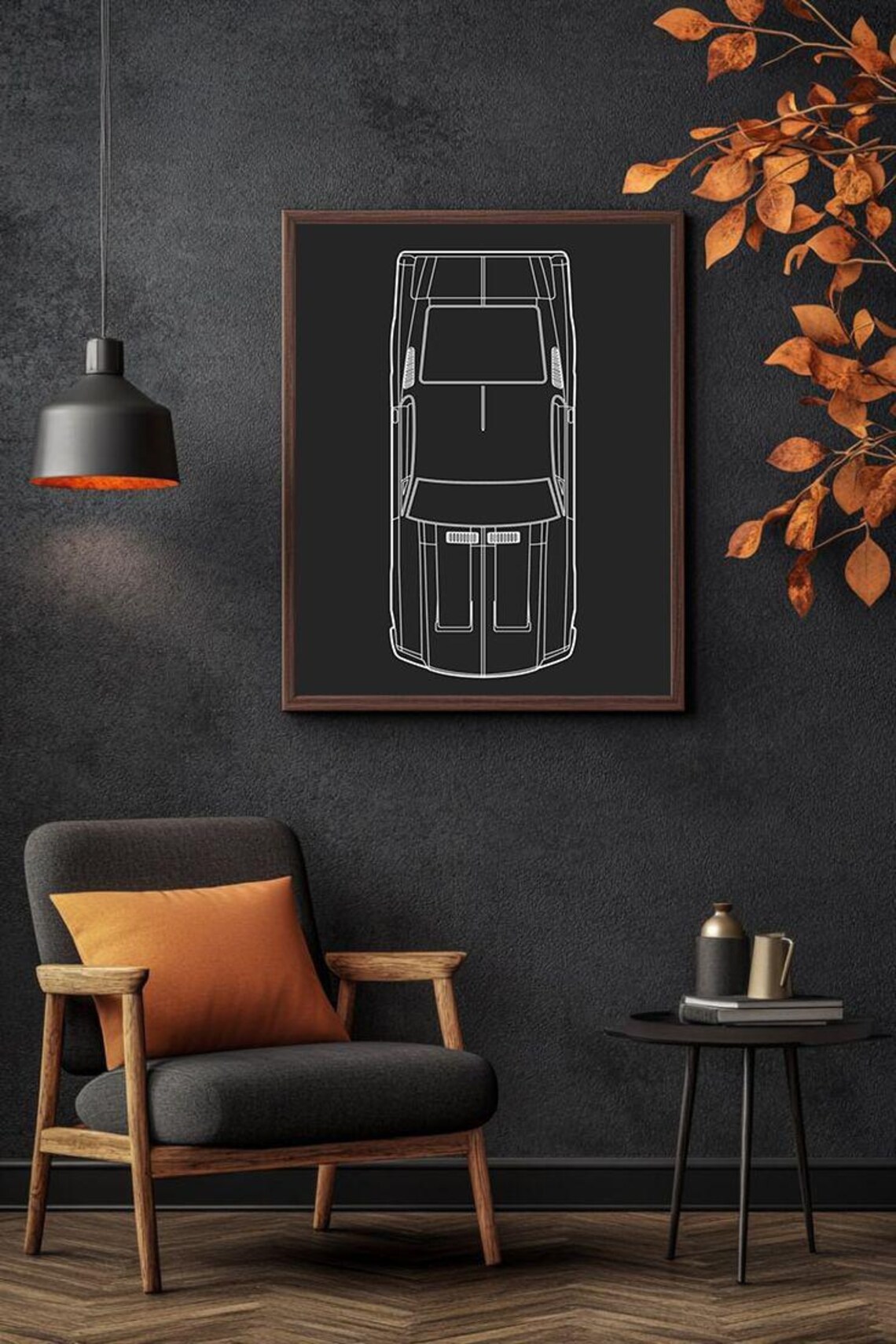 Classic Ford Mustang Top View Wall Art | Muscle Car Aerial Blueprint ...