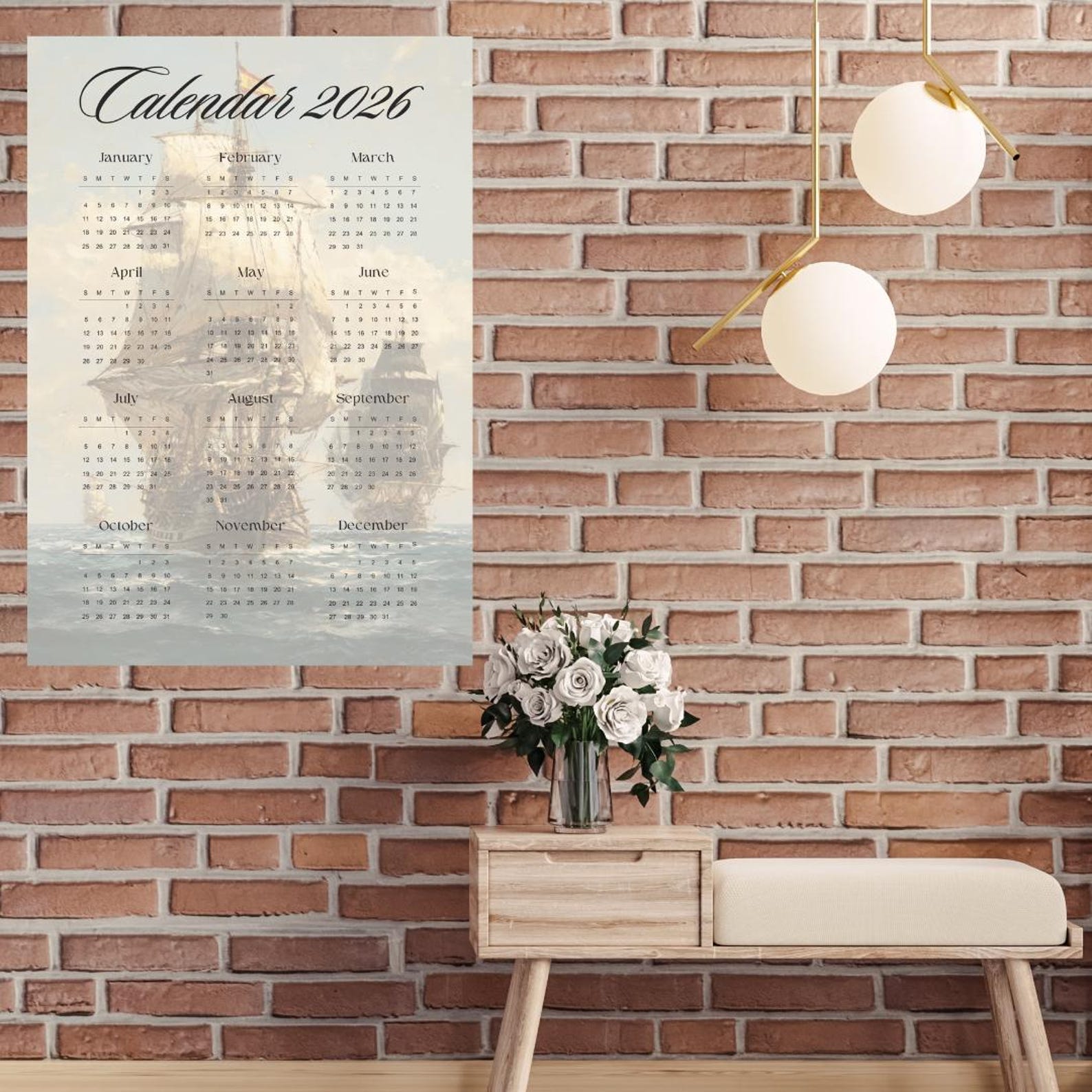 2026 Nautical Ship Calendar Printable (PDF) - Etsy