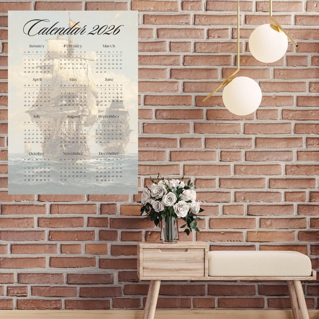 2026 Nautical Ship Calendar Printable (PDF) - Etsy