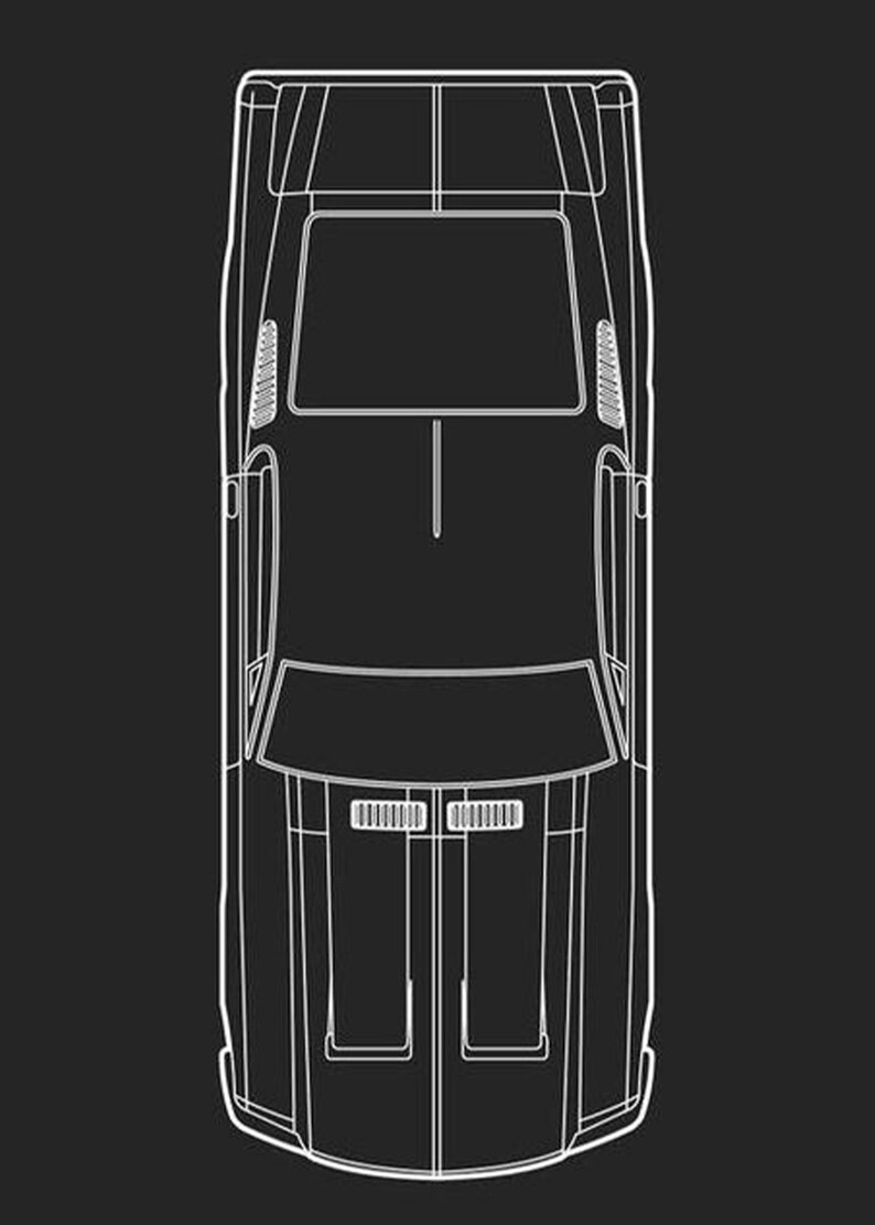 Classic Ford Mustang Top View Wall Art | Muscle Car Aerial Blueprint ...