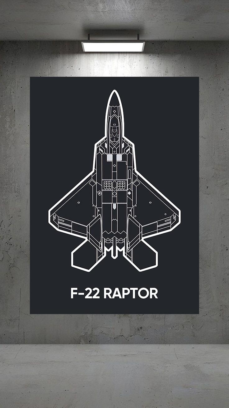 F-22 Raptor Stealth Fighter Jet Wall Art | Military Aviation Poster ...