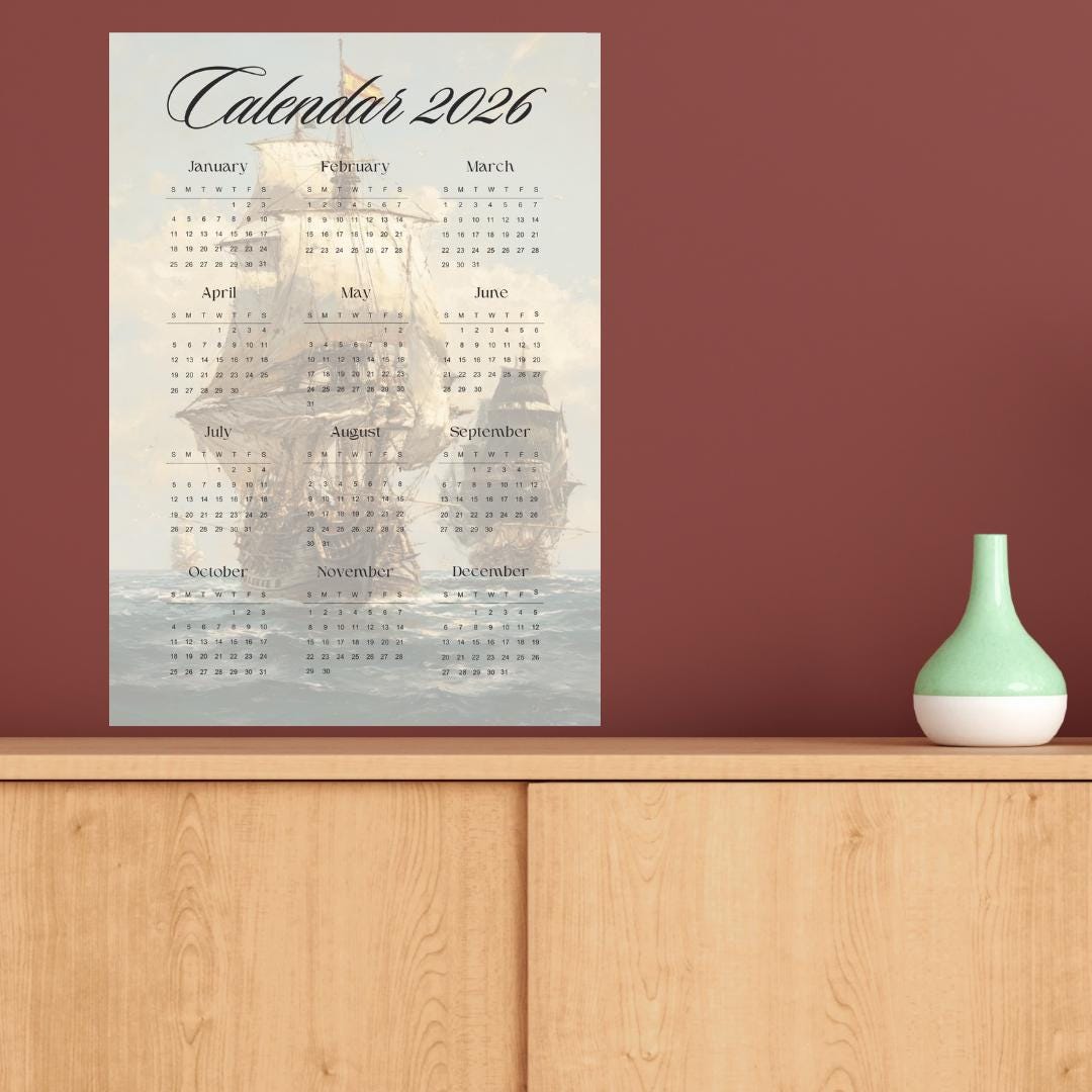 2026 Nautical Ship Calendar Printable (PDF) - Etsy