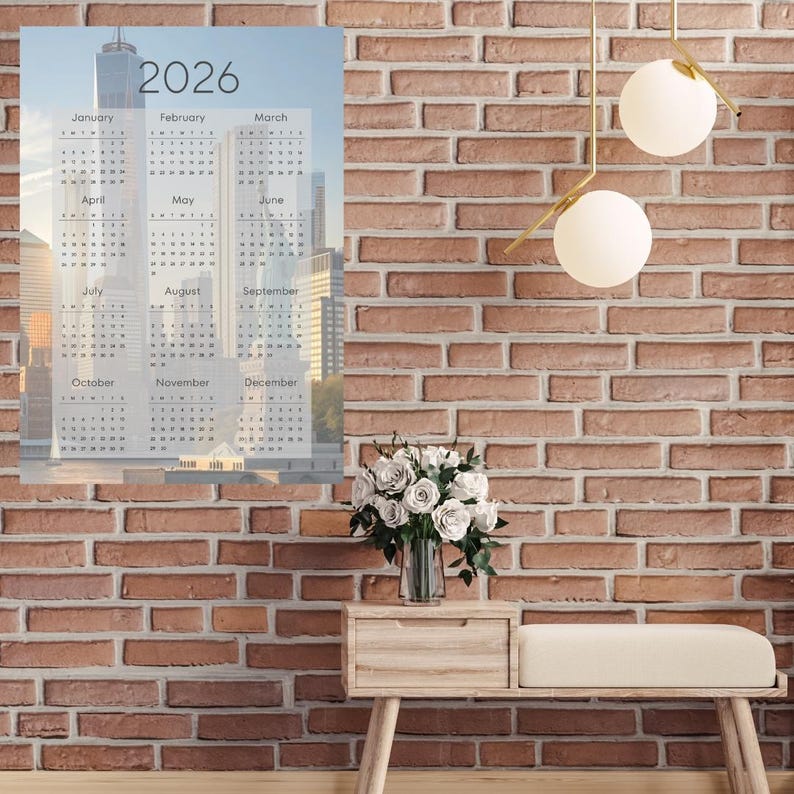 2026 New York City Skyline Calendar Printable PDF | Iconic Freedom ...
