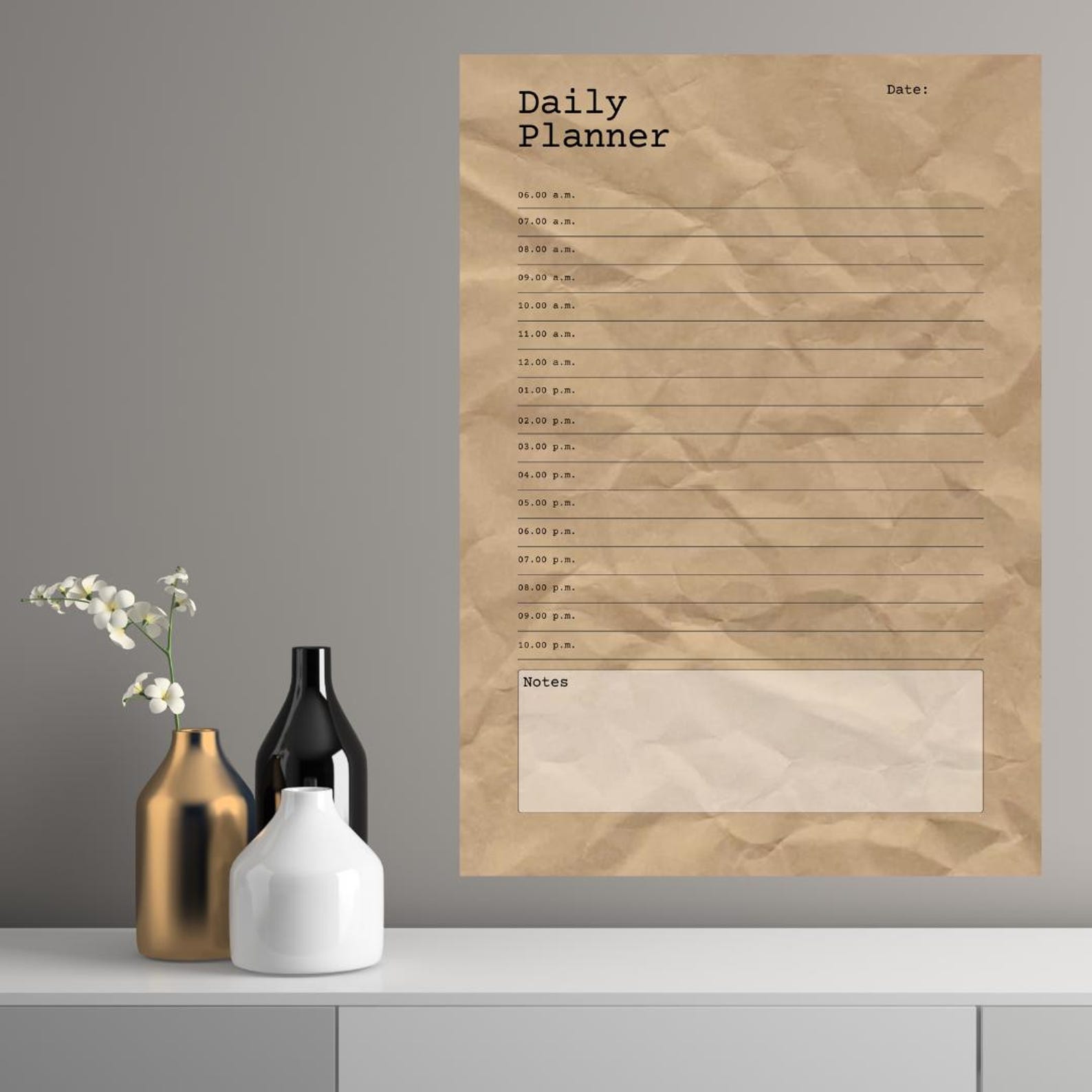 Rustic Daily Planner Printable PDF | Aged Paper Aesthetic Organizer ...