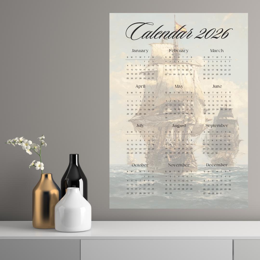 2026 Nautical Ship Calendar Printable (PDF) - Etsy