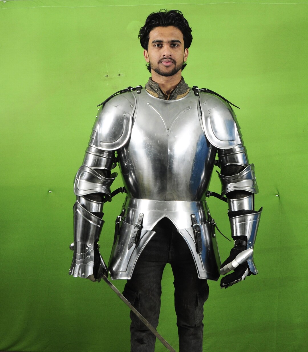 German Gothic Steel Half Armor Suit - Medieval Knight LARP Costume - Etsy