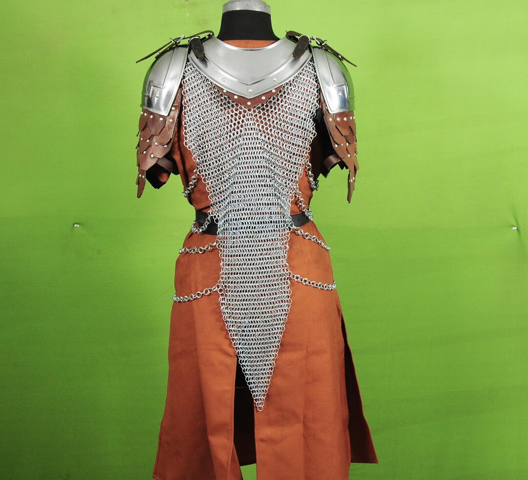 Mens Medieval Chainmail Shoulder Armor Handmade Steel Pauldron for ...