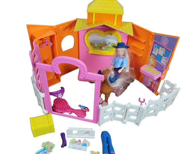 Polly Pocket Barn Horse Stable Ranch Play Set With Doll and Horse ...