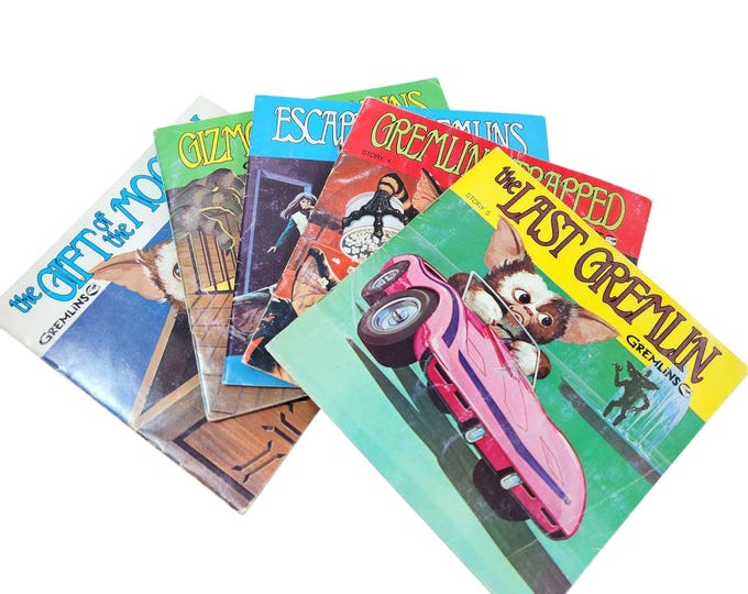 GREMLINS 80's Story Books With Read Along 33-1/3 RPM Record SET Lot of ...