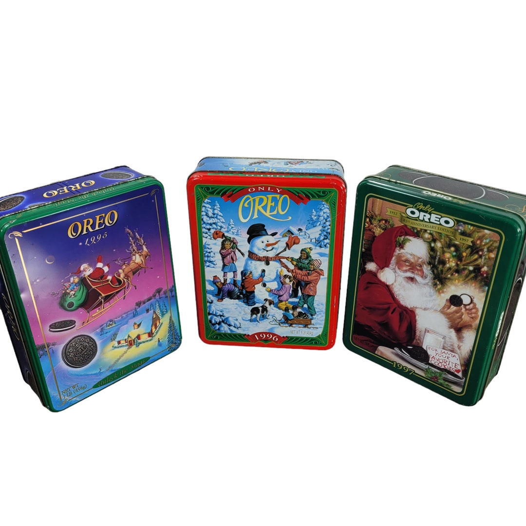 OREO TIN Holiday Cookie Tin Canister Build a Collection Choose Year ...