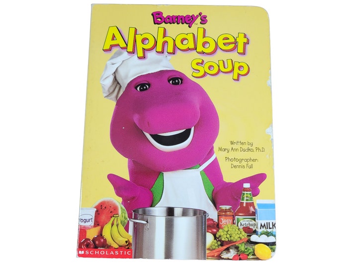 Barney Alphabet Soup Board Book 90s Vintage E121 - Etsy