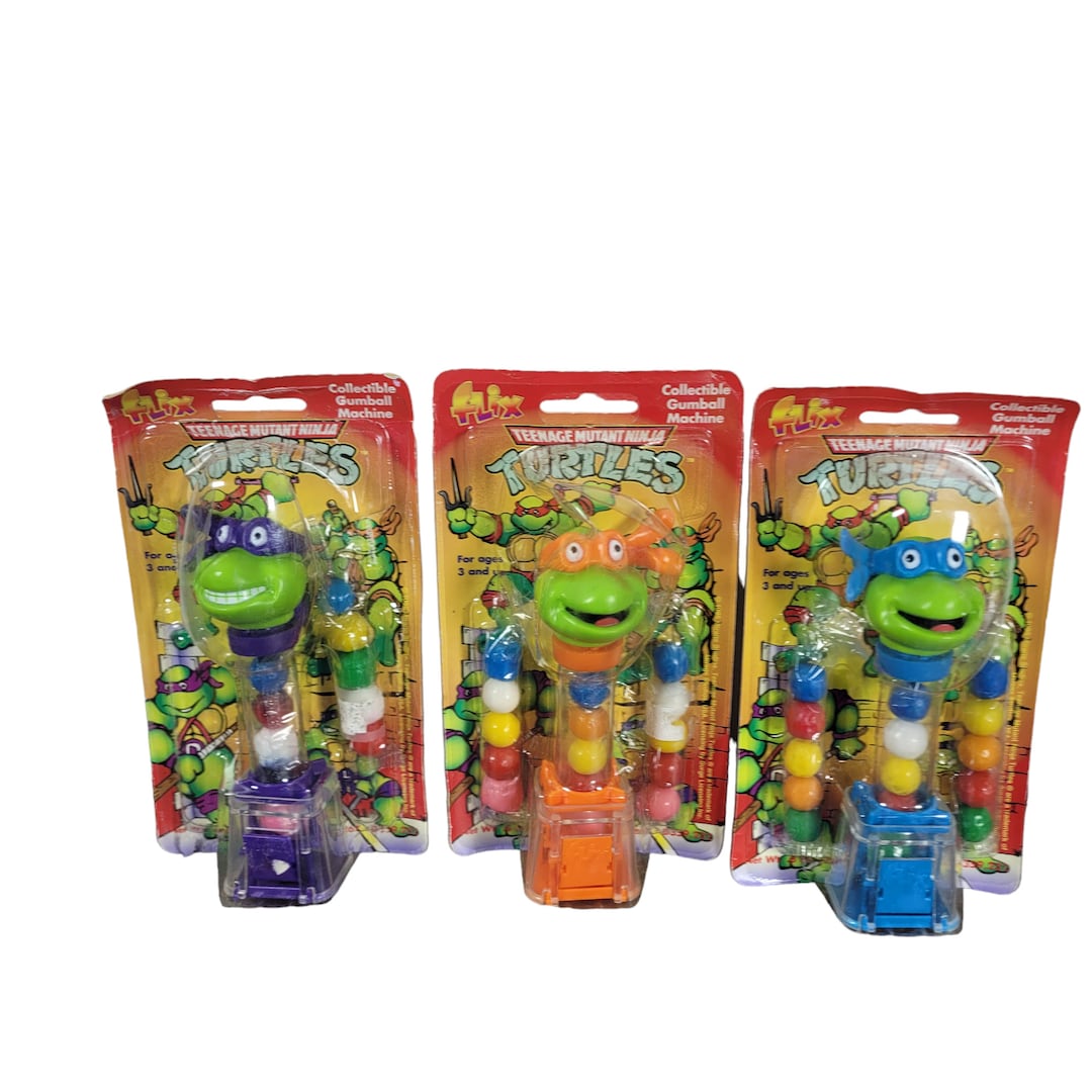 Flix TMNT Teenage Mutant Ninja Turtles Bubble Gum Gumball Machine Candy ...