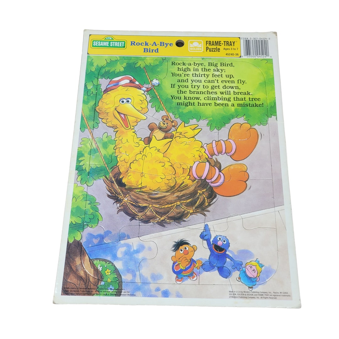 Sesame Street Big Bird Rock a Bye Bird Frame Tray Puzzle - Etsy