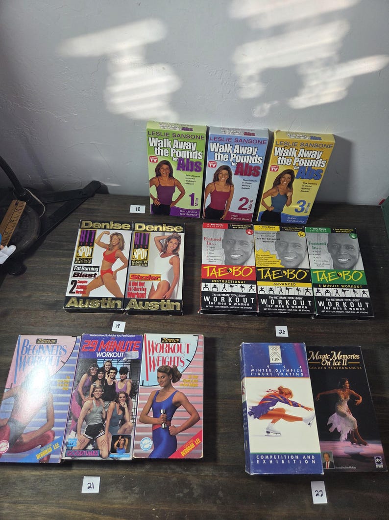 Fitness Workout Sports VHS Tapes Simmons Tae Bo Leslie Sansone Denise ...