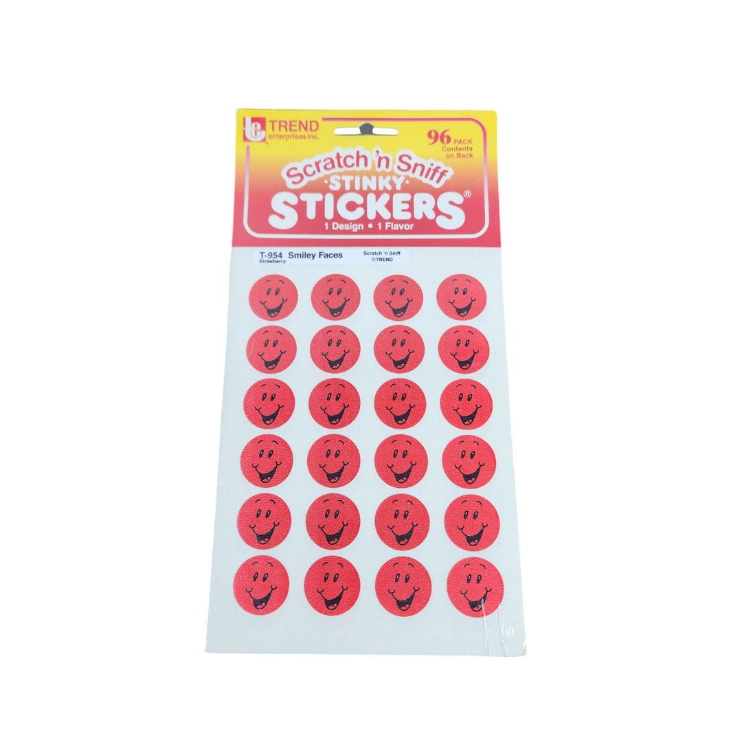 Trend Scratch N Sniff Strawberry Red Smiley Faces Sticker Pack 96 ...