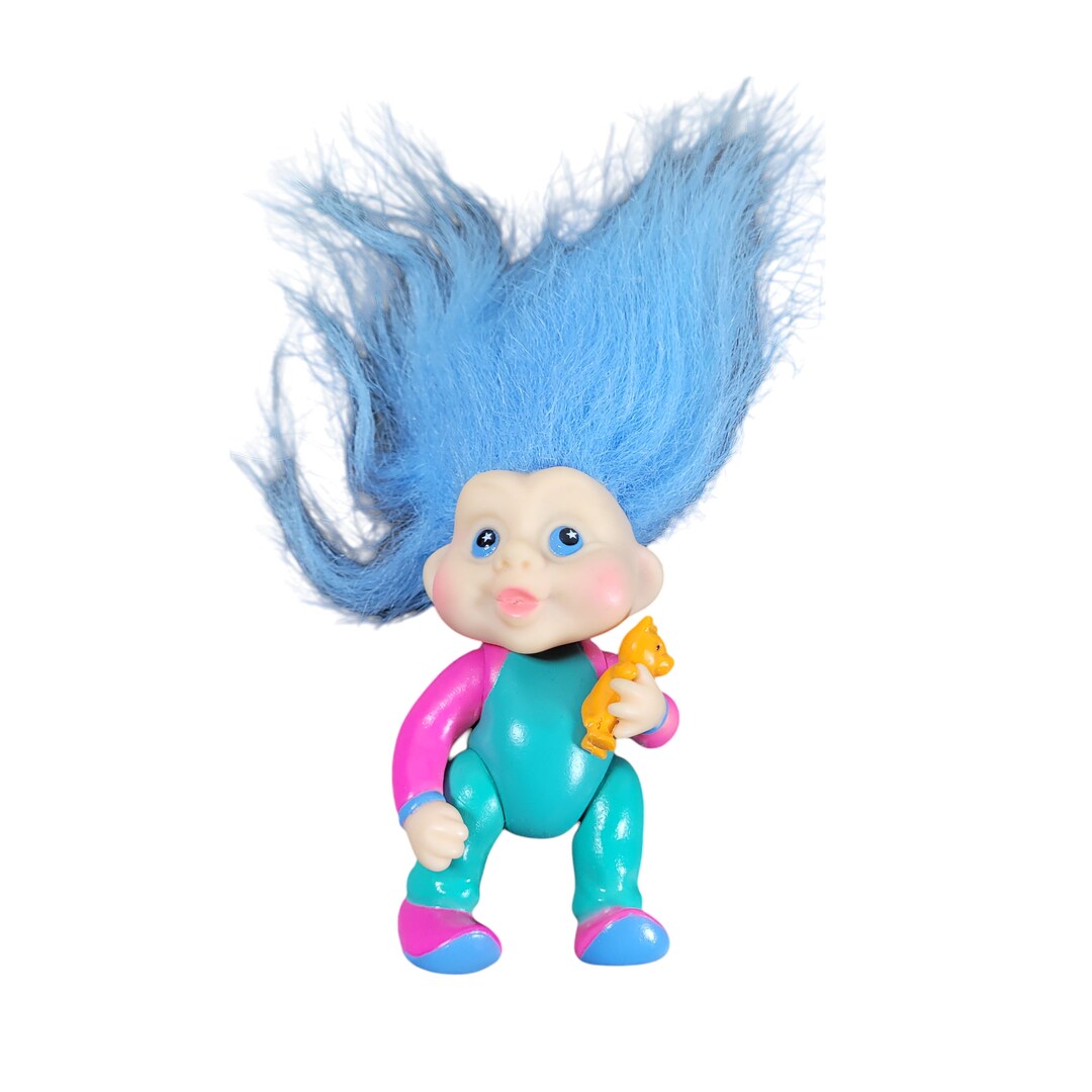 Magic Trolls by Applause 1991 Blue 3" Tall 6" With Hair 90s Toys Dolls ...