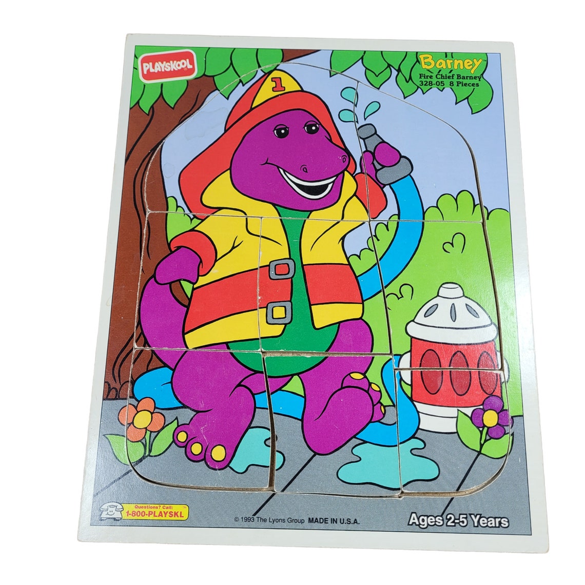Barney Fire Chief Barney Heavy Wood Puzzle by Playskool 8 | Etsy