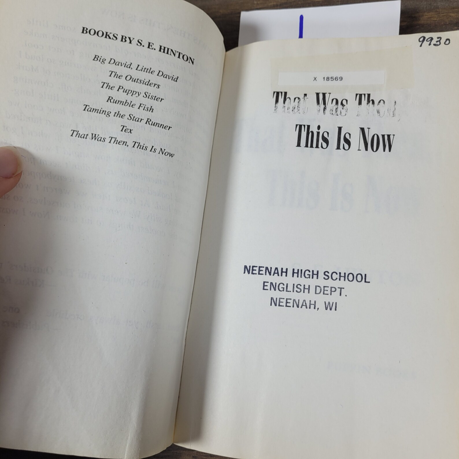S.E. HINTON Build a Book Lot Choose Titles Outsiders That Was Then ...
