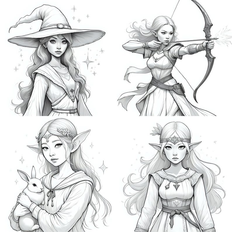 Enchanted Fantasy Girl Coloring Book - Etsy Ireland