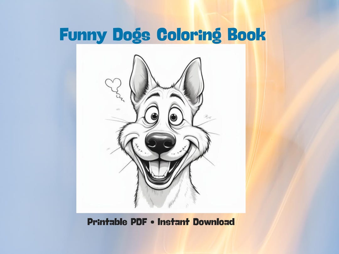 Funny Dogs Coloring Book | Cute Cartoon Dog Pages Printable PDF - Etsy