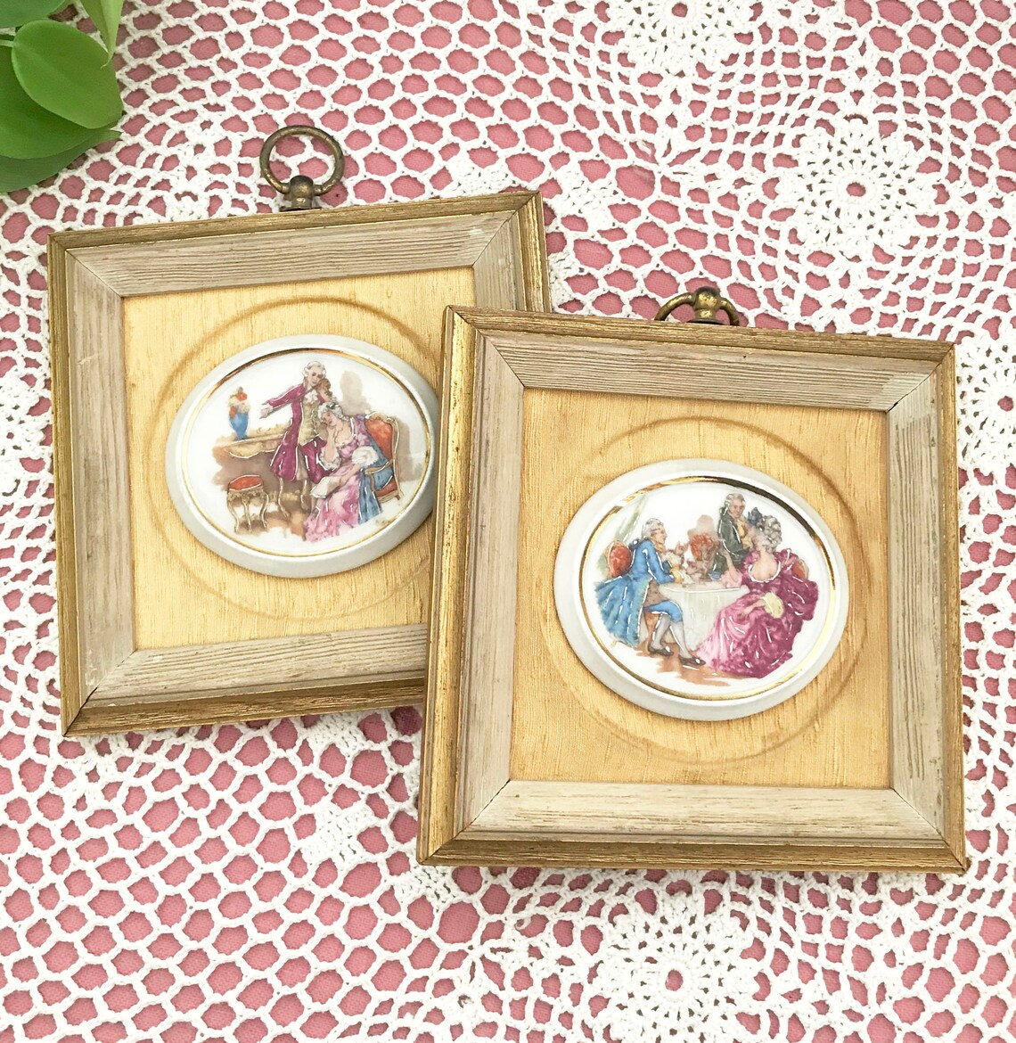 Vintage Gold-rim Porcelain Hand-enameled Wall Hanging set of | Etsy