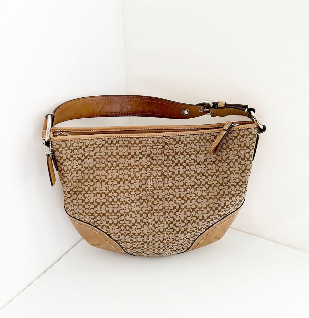 Coach Tan Khaki Signature Hobo Shoulder Bag Handbag Purse F10923 - Etsy
