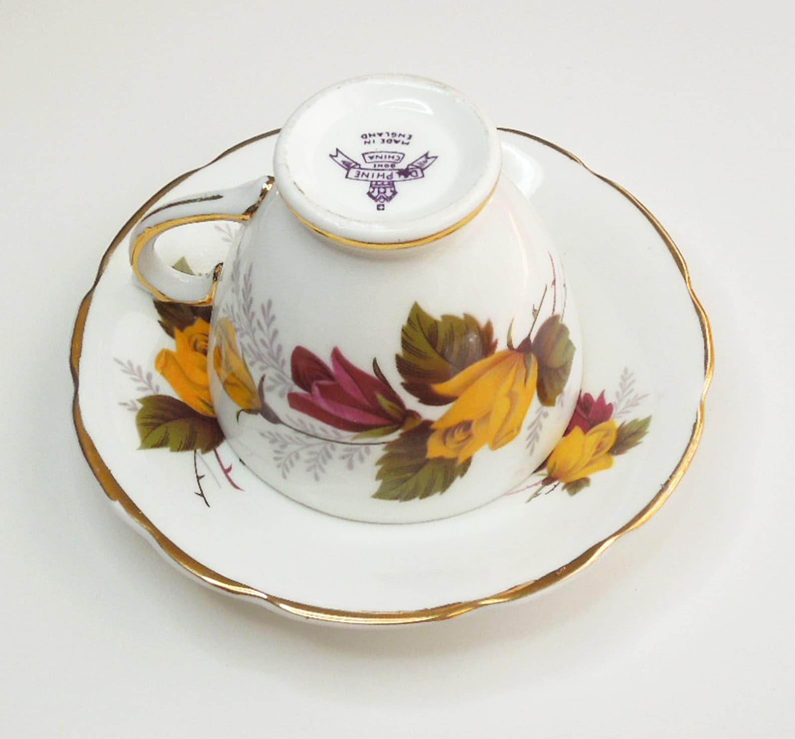 English tea cup saucer set Delphine bone china teacup saucer | Etsy