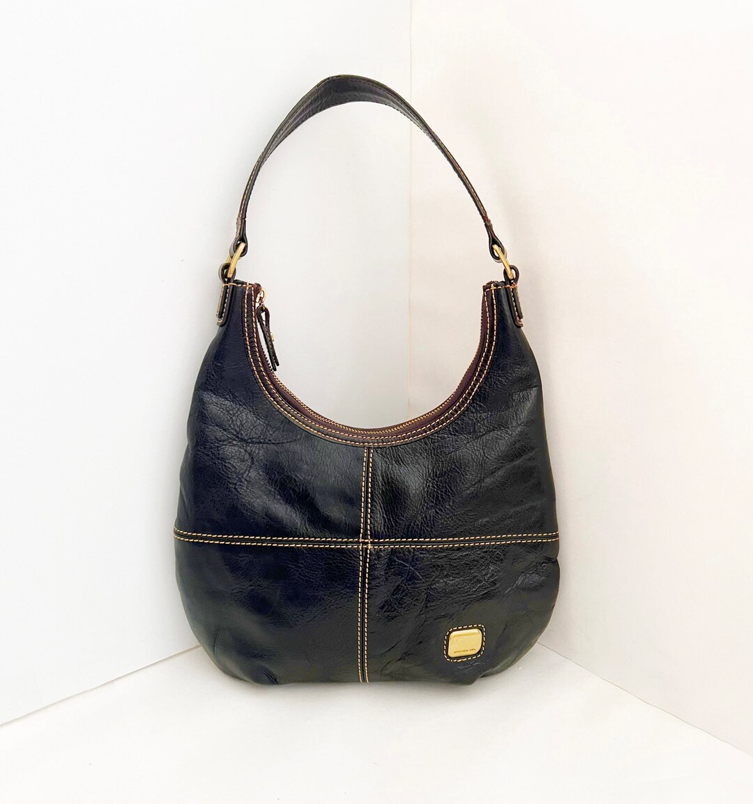 Jones NY Black Leather Hobo Shoulder Bag Handbag Purse With - Etsy