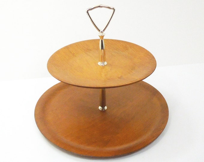Vintage Wooden Tiered Tidbit Tray 2-tier Wood Tidbit Serving - Etsy
