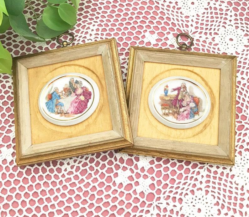 Vintage Gold-rim Porcelain Hand-enameled Wall Hanging set of | Etsy