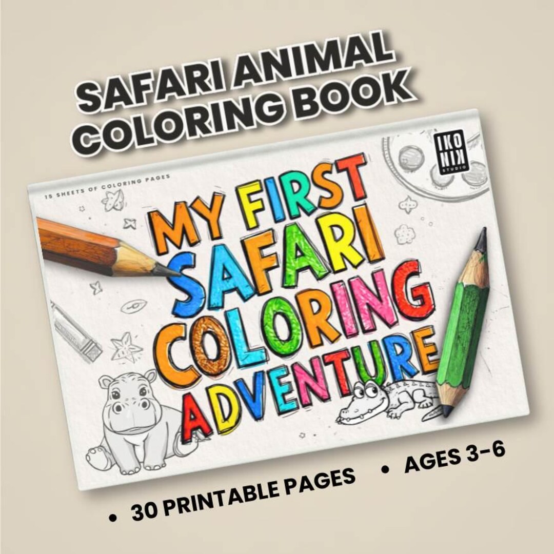 Safari Animal Coloring Pages for Kids | Zoo Animals Coloring Book ...