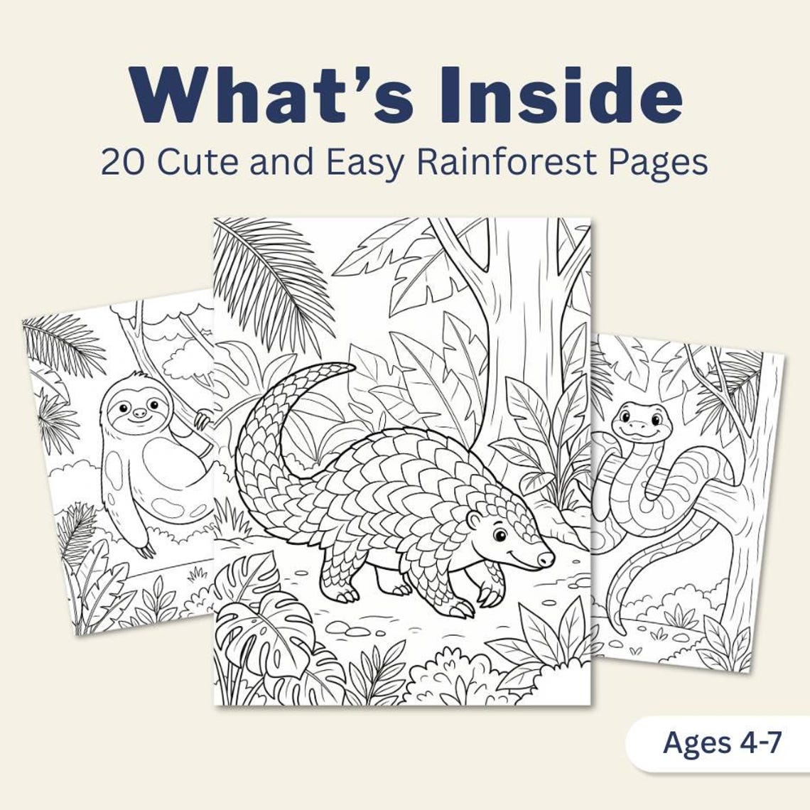 Rainforest Animal Coloring Pages for Kids Ages 4-7, Printable PDF - Etsy