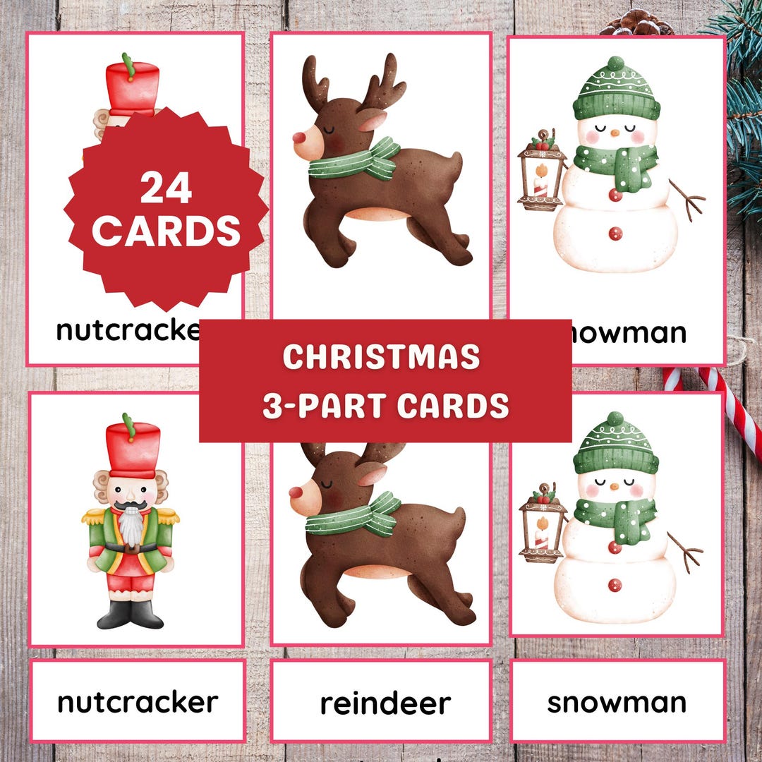 Montessori Christmas 3 Part Cards Printable | Holiday Vocabulary Cards ...