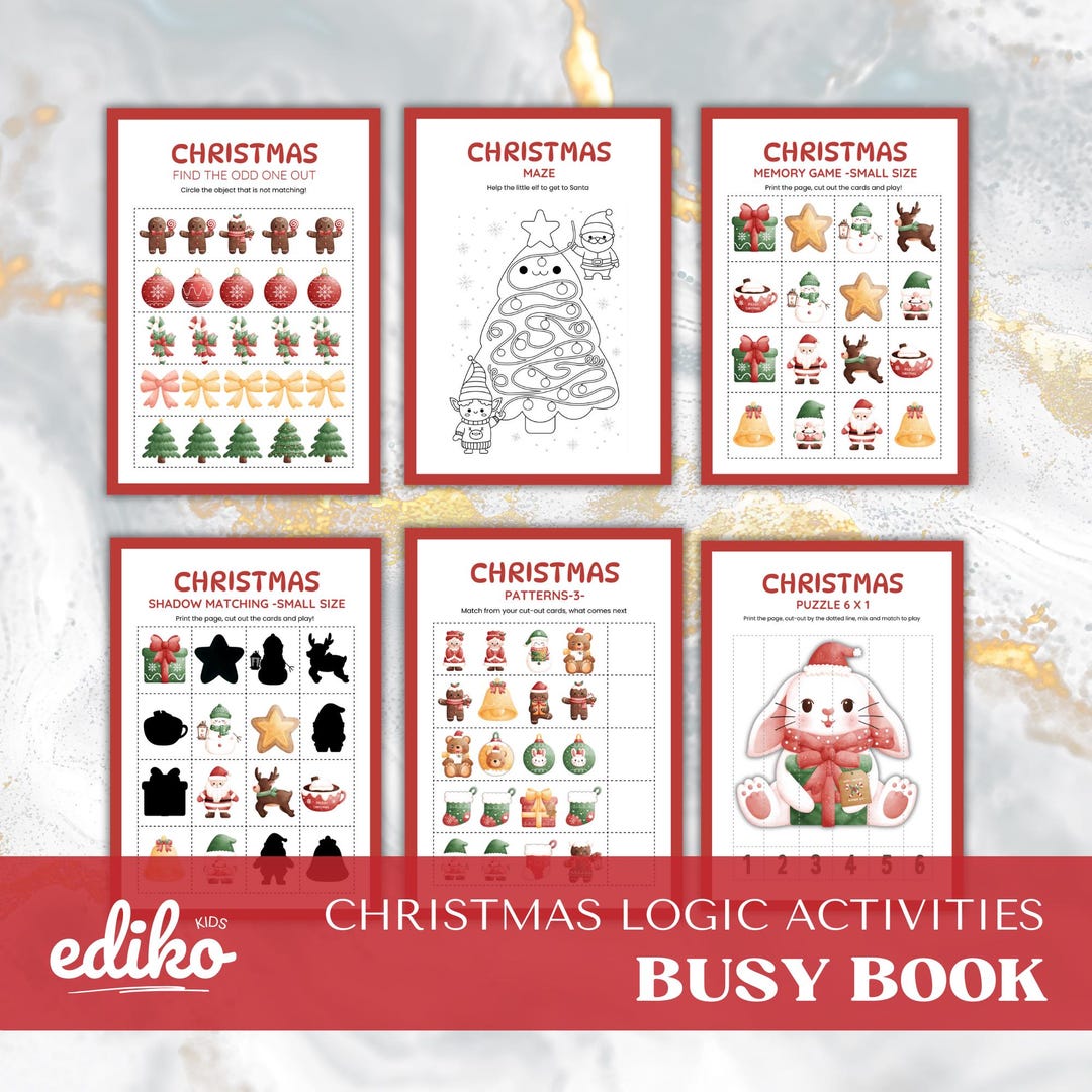 Christmas Busy Book Printable for Preschool, Kindergarten 70+ Screen ...