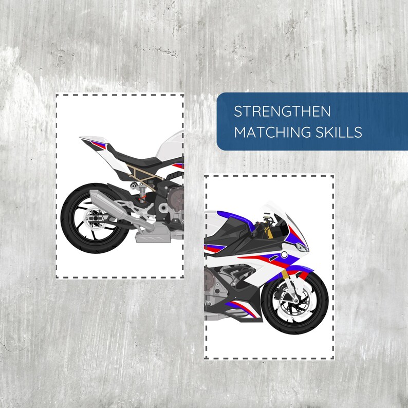 Motorcycle Matching Cards Printable for Toddlers & Preschoolers | 2 ...
