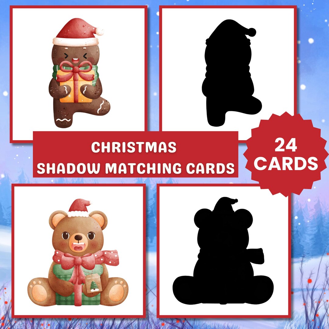 Montessori Christmas Shadow Matching Cards Printable | Holiday Visual ...