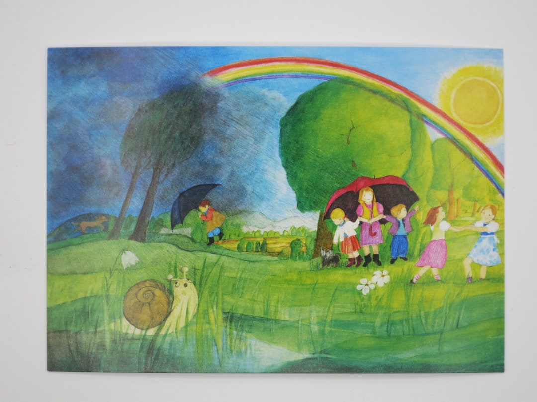 Rainbow Seasonal Table Waldorf Postcard Summer Rain Art.no. FRPK224 - Etsy
